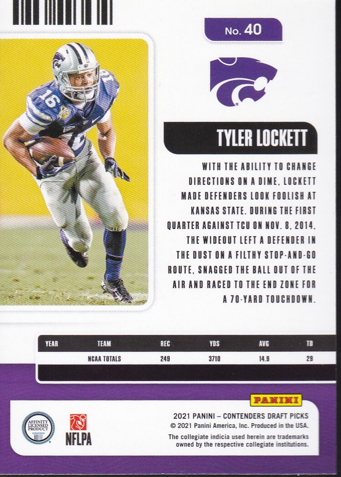 Tyler Lockett 2021 Panini Contenders Draft Picks Season Ticket #40 ...