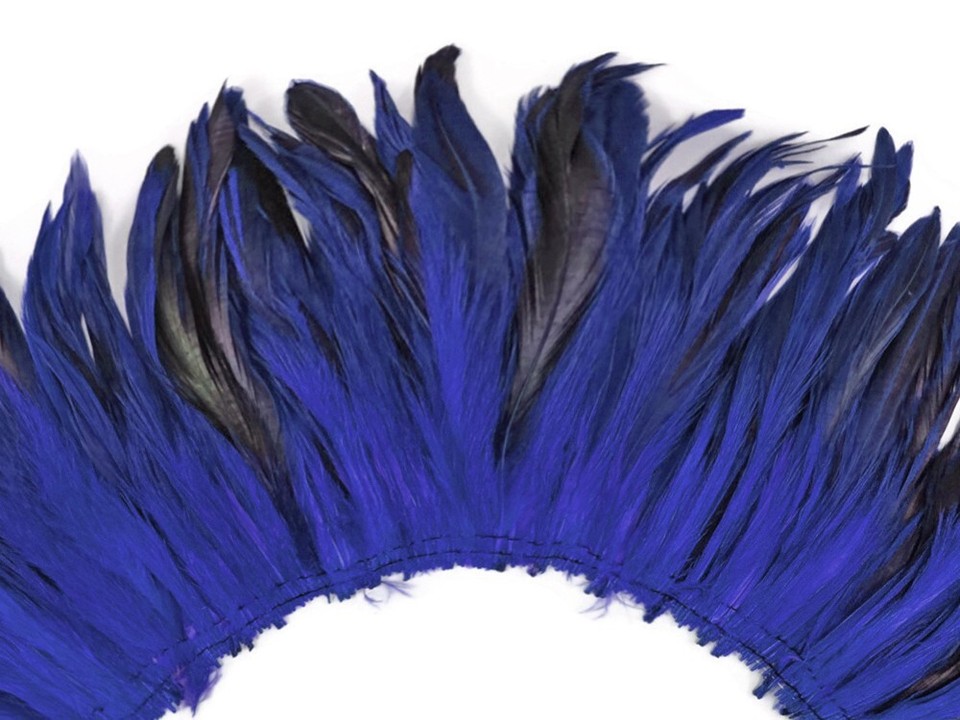 4 Inch Strip - Navy Blue Dyed Half Bronze Strung Rooster Schlappen ...