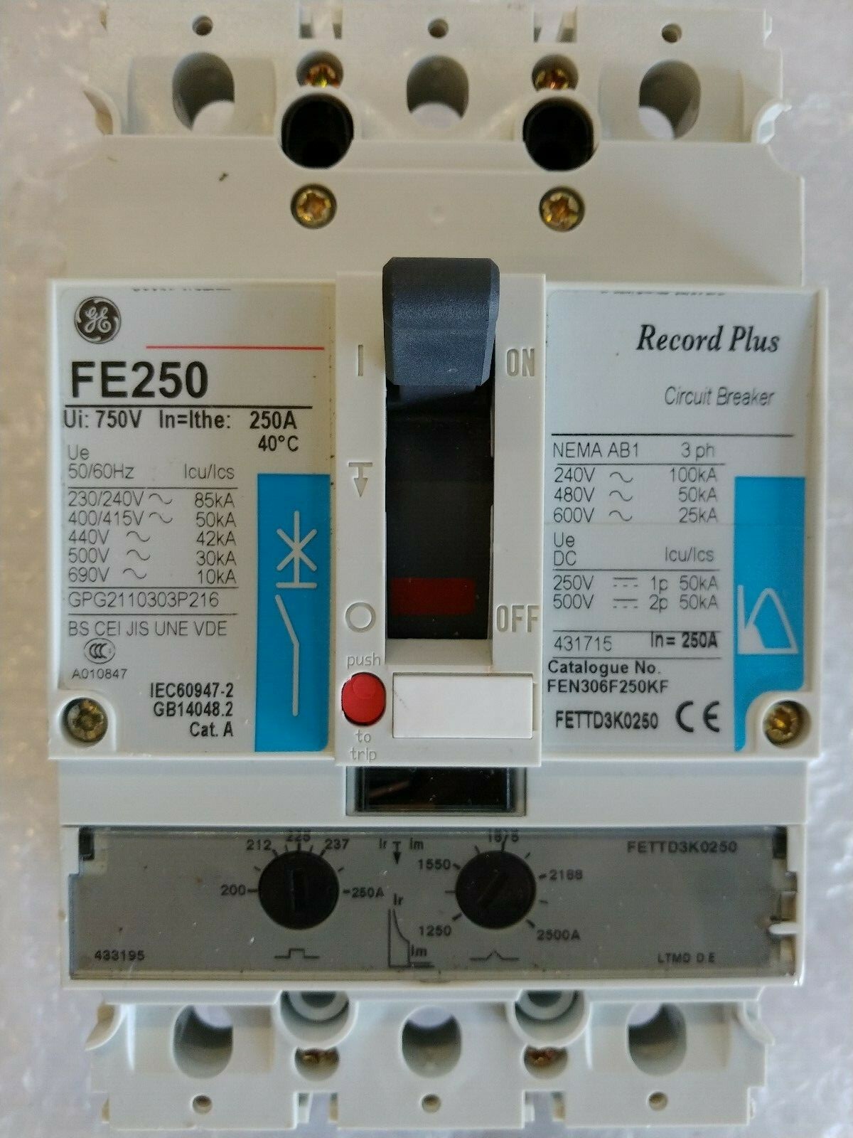 Record Plus Circuit Breaker FE250 Leistungsschalter 750V 250A | eBay.de