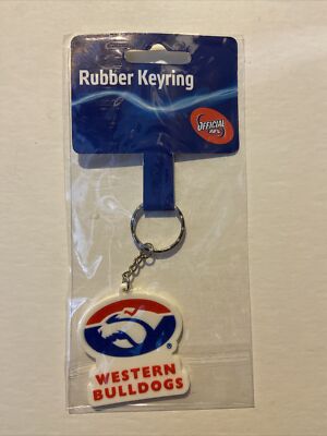 AFL Western Bulldogs Rubber KEYRING KEY Ring CHAIN OFFICIAL LOGO ...