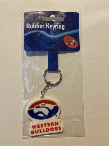 AFL Western Bulldogs Rubber KEYRING KEY Ring CHAIN OFFICIAL LOGO ...