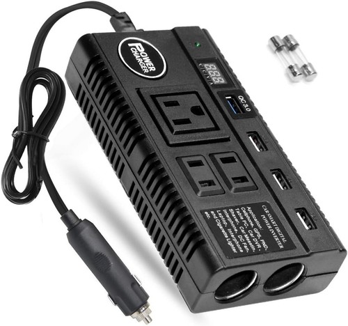 Car Power Inverter 120W 12V 24V DC to 110V AC 4 USB Ports Car Charger ...