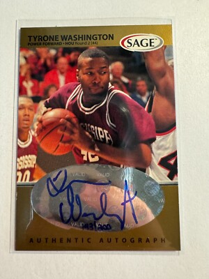 K135,585 - 1999 SAGE Autographs Gold #A48 Tyrone Washington #/200 Auto ...