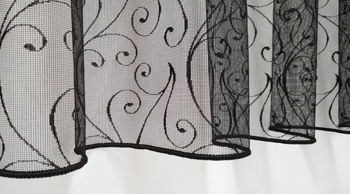 Net Curtains Scroll Design With Rod Slot & Weighted Base - Voile Net ...