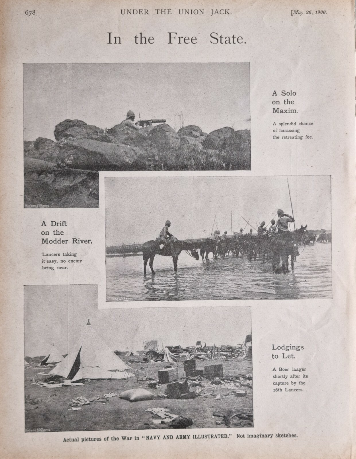 1900 PRINT BOER WAR LANCERS ON DIFT MODDER RIVER - 16th lancers boer ...