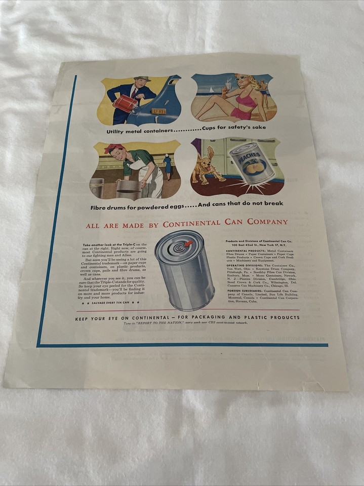Original Magazine Advertisement Ad Color 10x13 Plaskon/Continental Can ...