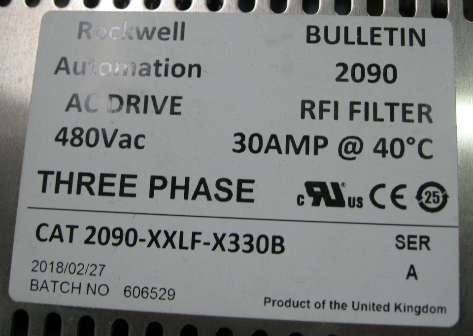 Rockwell Automation 2090-XXLF-X330B AC Drive Filter 30A 480VAC Series A ...