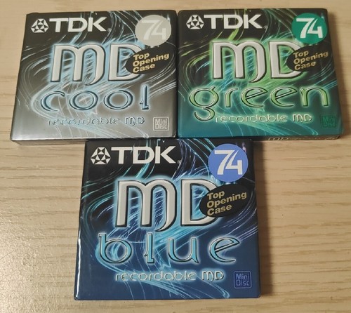 3x NEW TDK 74 Min Blank Mini Discs BLUE COOL GREEN | eBay UK