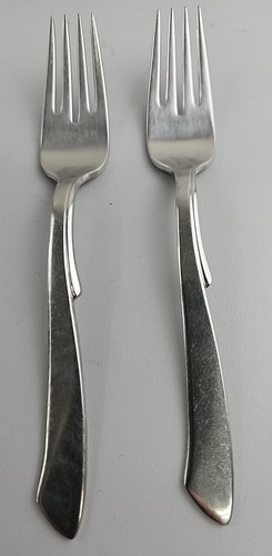 2 WALLACE SILVER BALLET Dinner FORKS STAINLESS SATIN & GLOSSY FLATWARE ...