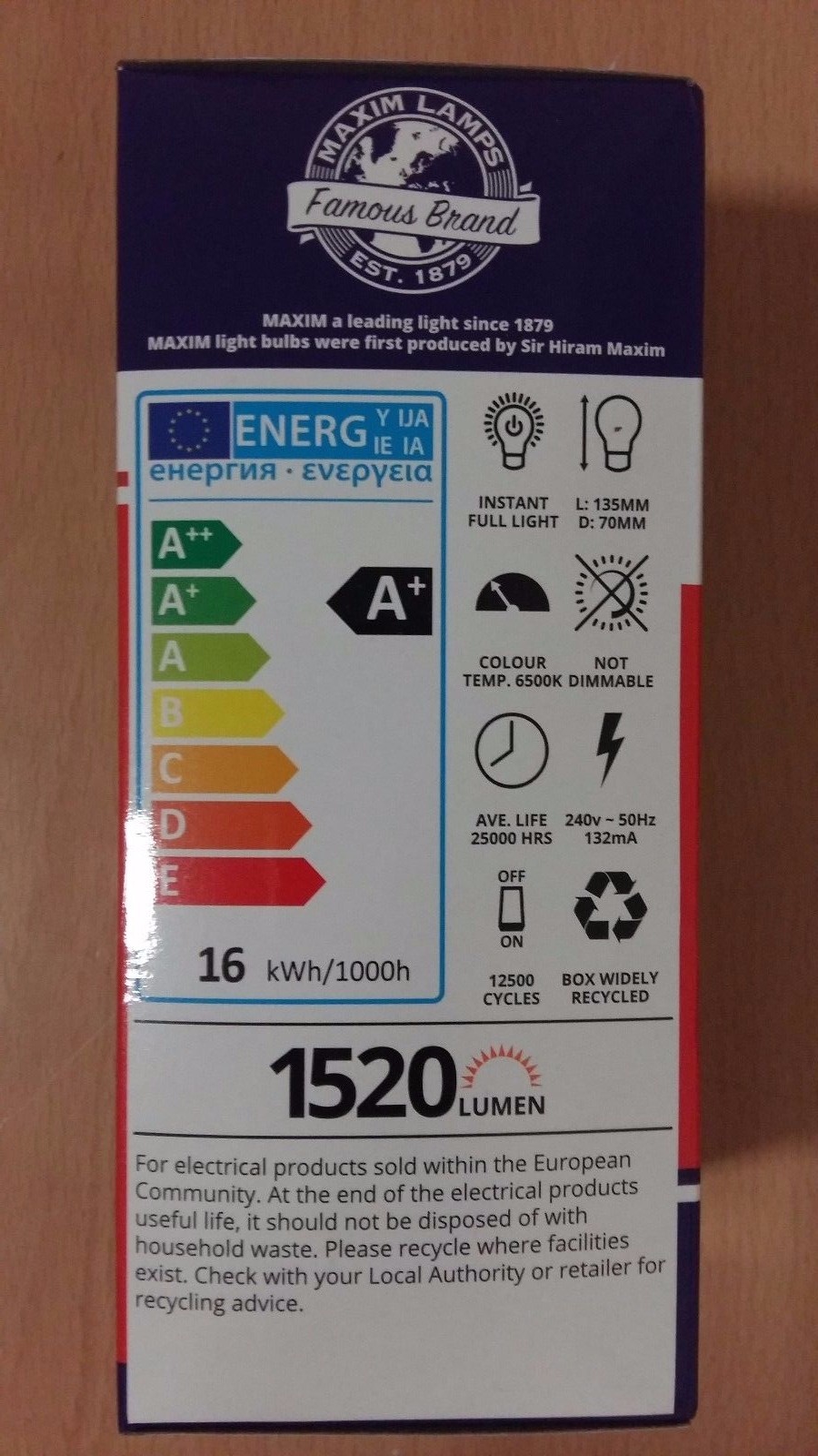 Maxim LED GLS Bulbs 6w 10w 13w BC B22 ES E27 Day Light White 6500K 40w ...