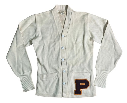 Vintage 1940's P College or School Wool Letterman Sweater Whiting Los ...