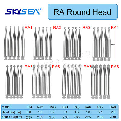 5PCS/BOX Dental Tungsten Carbide Round RA Burs Low Speed Contra Angle ...