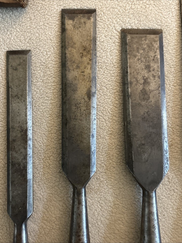 Antique Peck Stow & Wilcox Set of 12 Socket Firmer Beveled Edge Chisels ...