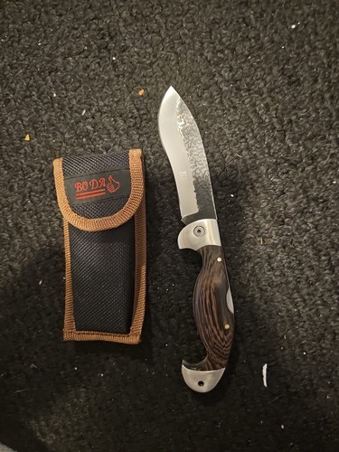 Boda Folding Knife Stainless Blade Wood Handle Liner Lock Pocket EDC ...