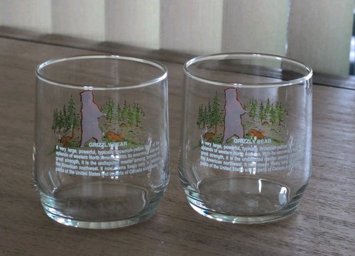 Vintage Sunoco North American Wildlife Glass Grizzly Bear Set 2 | eBay
