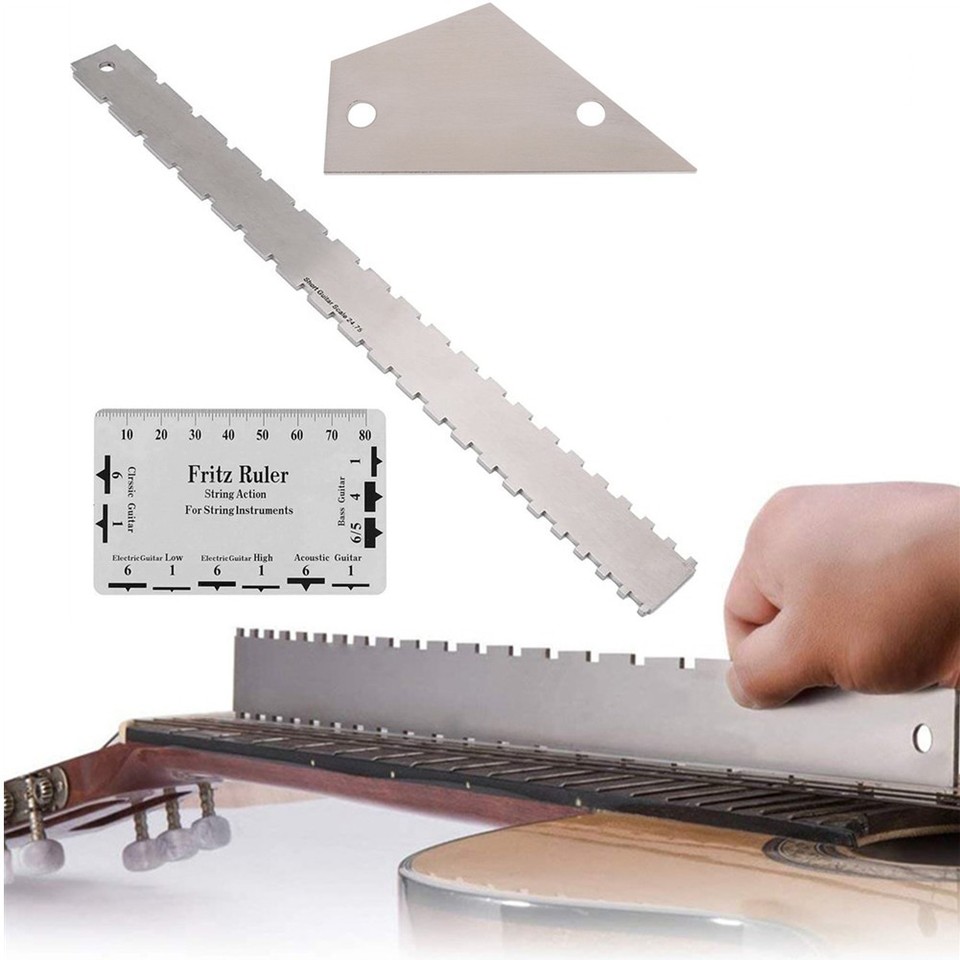 Guitar Ruler Neck Notched Ruler Neck Notched Ruler Silver Fret Level ...