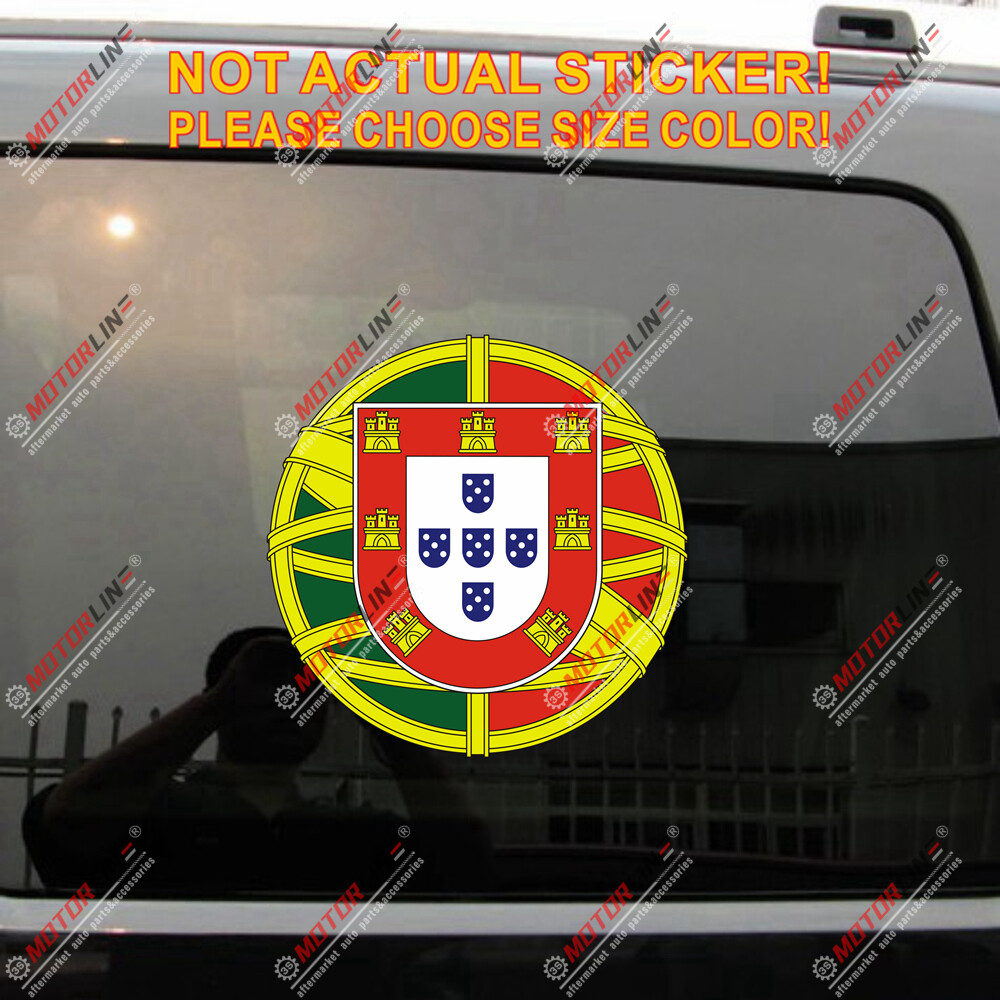 Portugal Portuguese Flag Decal Sticker Car Vinyl 4'' reflective roundel ...