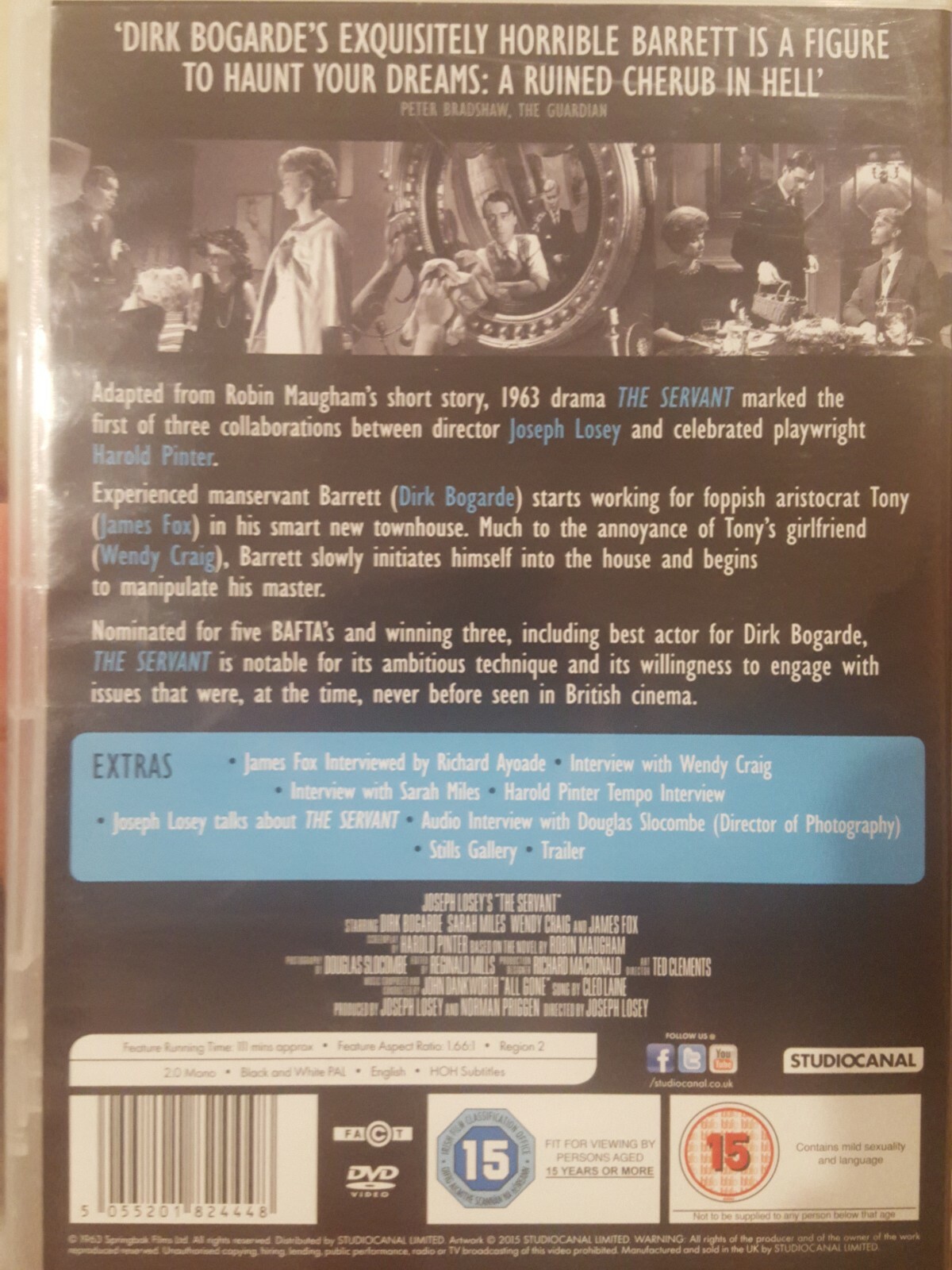 THE SERVANT DVD DIRK BOGARDE FILM A JOSEPH LOSEY MOVIE SARAH MILES ...