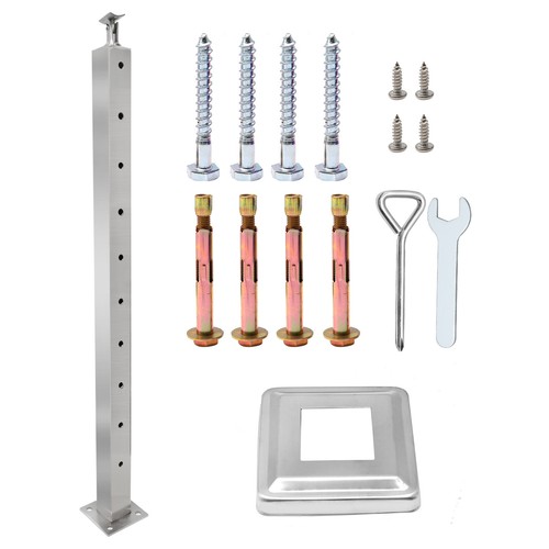 Cable Railing Post Deck Rail Post w/Pre-Drilled Level Holes 304 Sliver ...