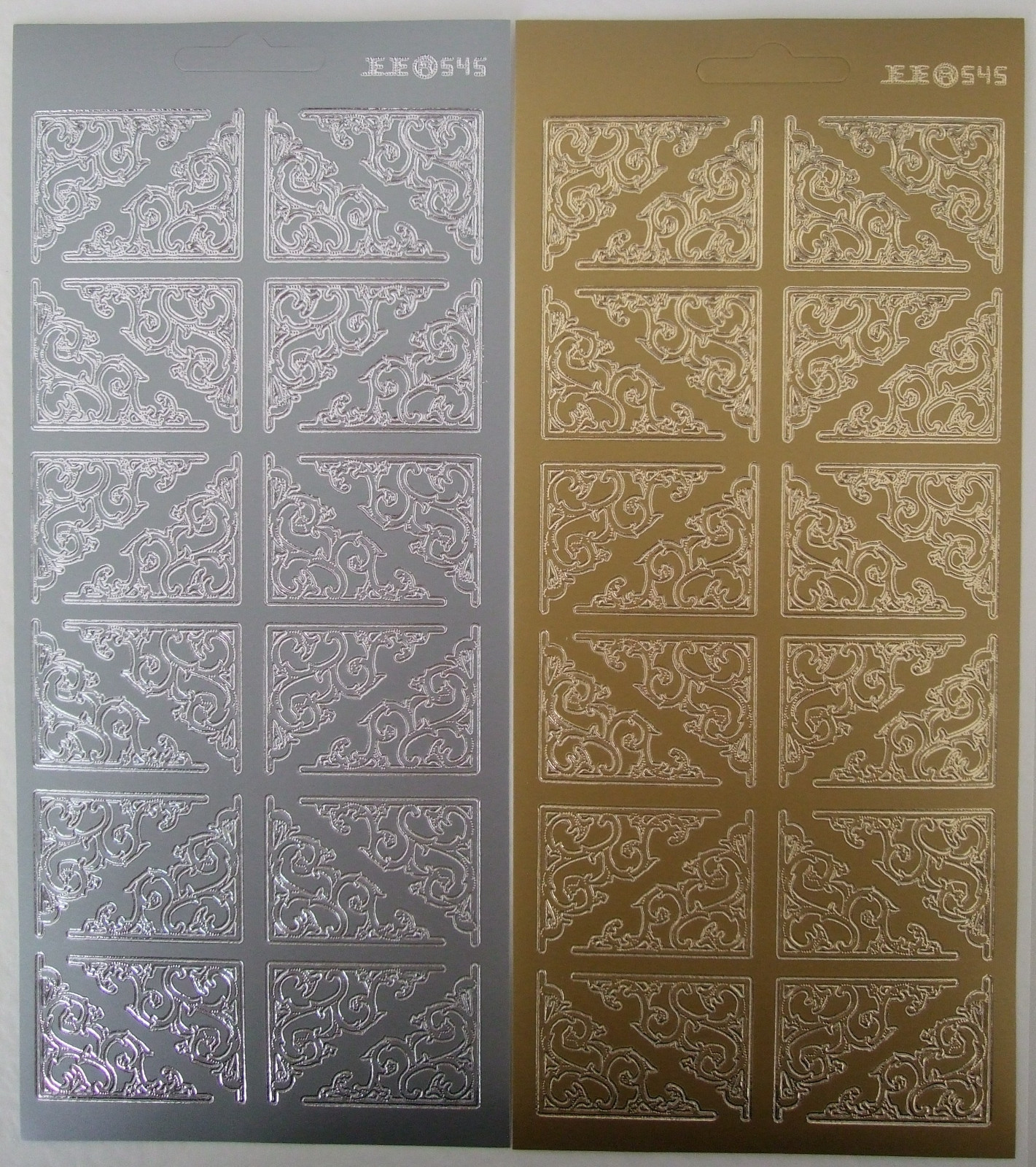 2 sheets of Corner Peel-offs scrolls (1) Gold and Silver 48 in total ...