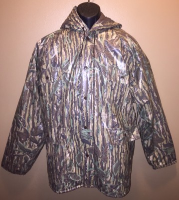 REALTREE WEATHER-RITE Hooded Camo Hunting PVC Nylon Rain Slicker Coat ...