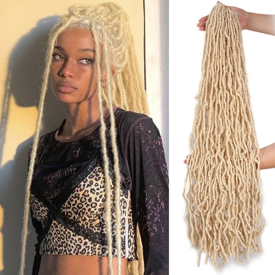 36" Goddess Faux Loc Crochet Braid Hair Extension Curly End Dreadlock ...
