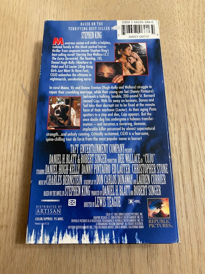 Cujo VHS 2000 Release Slipcase Damage Stephen King Horror Big Dog ...