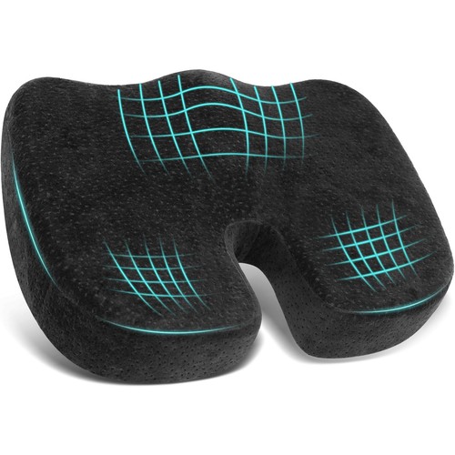 Black Memory Foam Coccyx Cushion Orthopedically Designed for Back ...