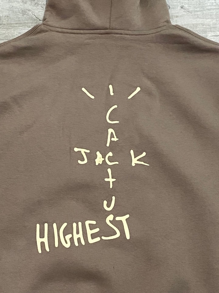 Cactus Jack No String Savanna Brown Highest Back Print Hoodie Travis ...