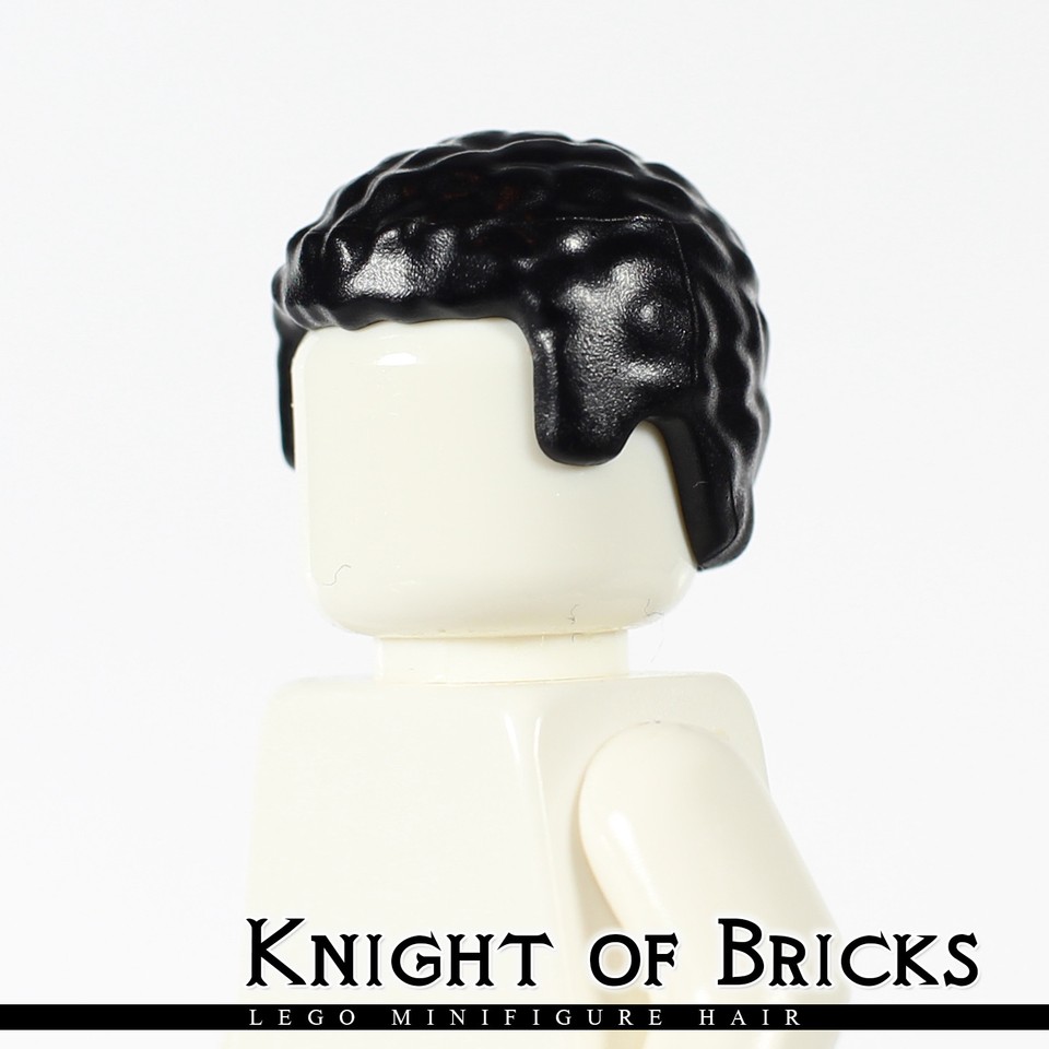 LEGO Minifigure Hair BLACK 21778 Male Boy Coiled Texture | eBay