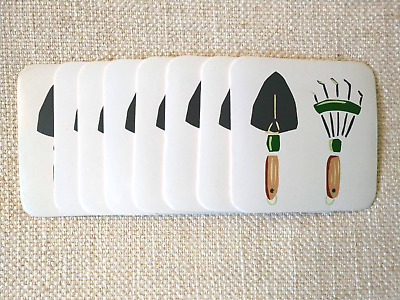 8 Garden Patio Coasters Glossy Vinyl Foam Back - 3.75 x 3.75 inches | eBay