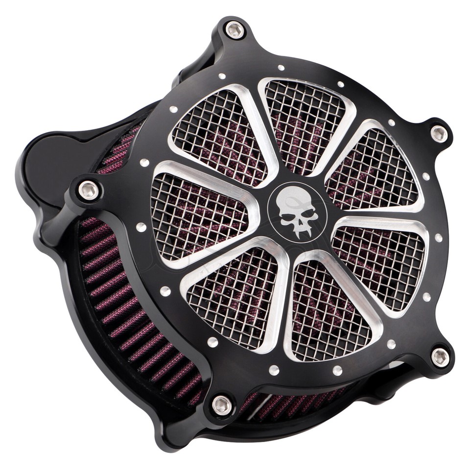 Skull CNC Air Cleaner Red Intake Filter For Harley Dyna Electra Glide ...
