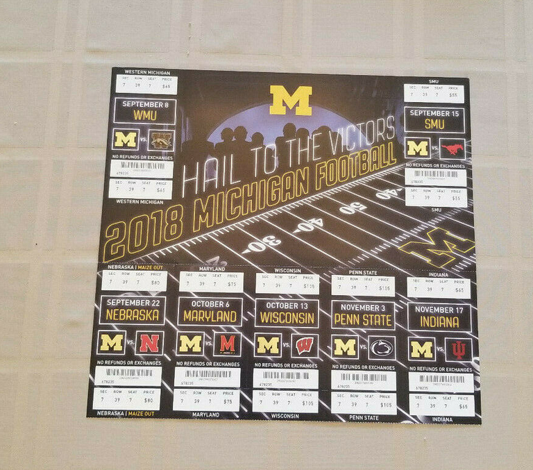 2018 MICHIGAN WOLVERINES FOOTBALL TICKET STUBS | eBay