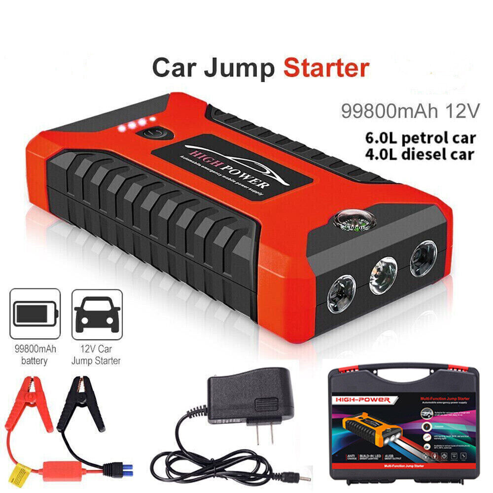 99900mAh Car Jump Starter Portable 12V Power Bank Pack Battery Charger ...