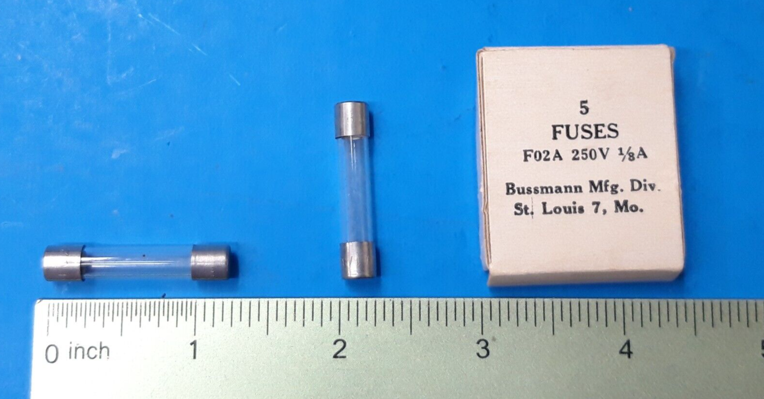 (5pcs) FUSE F02A250V1/8A BUSSMANN 1/8A 250V FAST ACTING 1/4" 1/4" for ...