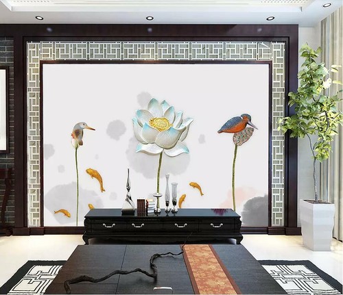 3D Goldfish Lotus A79 Wallpaper Wall Mural Removable Self-adhesive ...