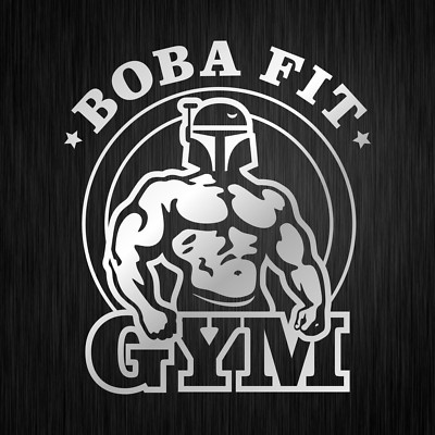 Boba Fit Fett Star Wars Gym Bodybuilding Silber Vinyl Decal Sticker ...