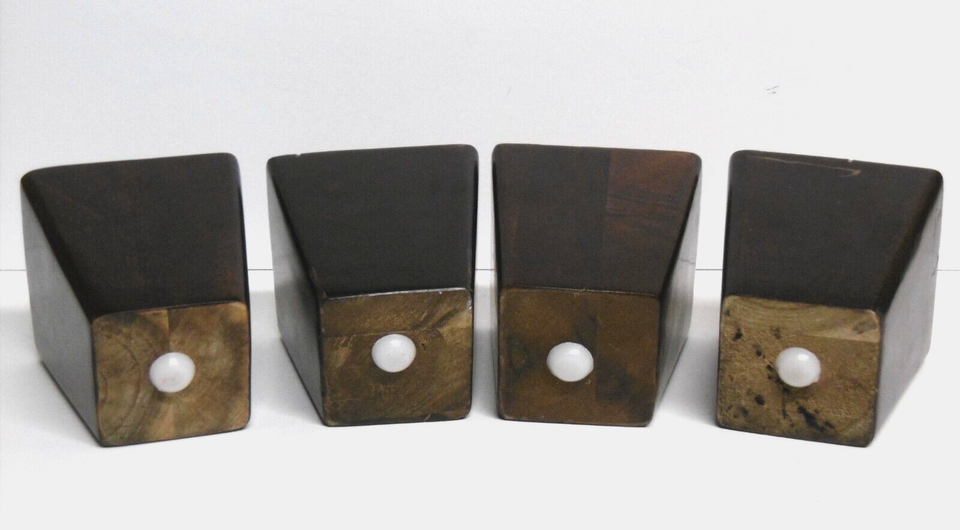 Four (4) Salvaged Solid Wood Wooden Brown Furniture Chair Feet--4" tall ...