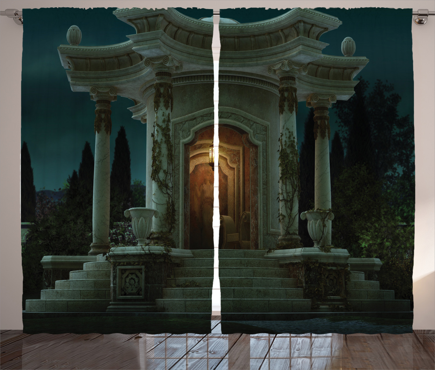 Gothic Curtains Roman Ivy on Pillars Window Drapes 2 Panel Set 108x90 ...