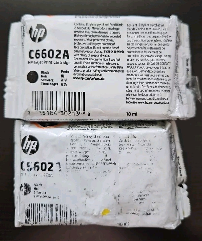 2PK of Genuine HP C6602A Black Ink Cartridges NEW SEALED 725184302138 ...