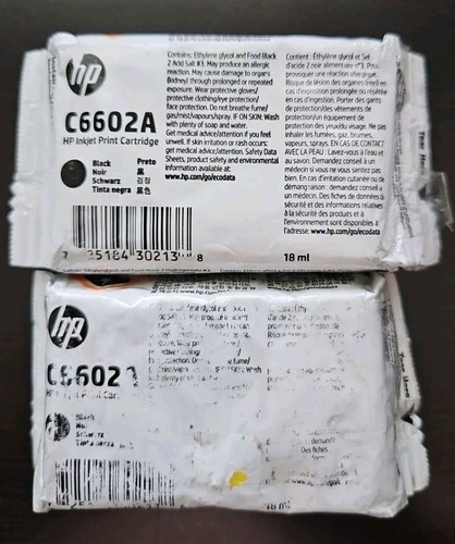 2PK of Genuine HP C6602A Black Ink Cartridges NEW SEALED 725184302138 ...