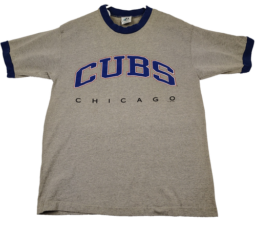 Vintage 2000 CHICAGO CUBS Dynasty Big Logo T-shirt Size Large Gray w ...