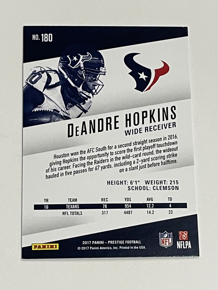 2017 Panini Prestige Football #180 - DeAndre Hopkins - Houston Texans ...