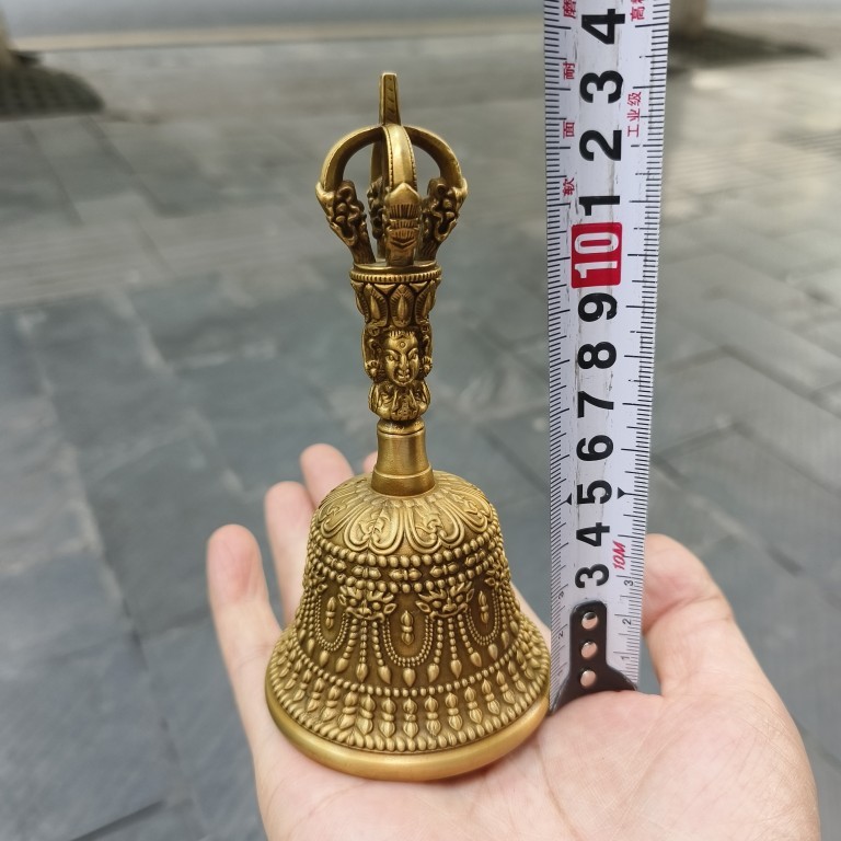 Handmade Brass Five-Pronged Vajra Bell - Tibetan Carved Collectible ...