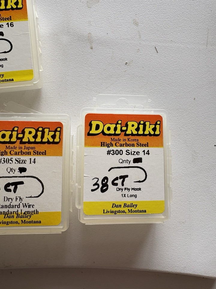 Dai-Riki Hooks #300 #305 Size 12 14 16 Fly Tying Fishing Streamer Hooks ...