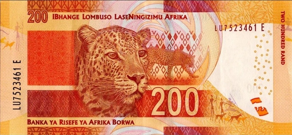 200 Circulated South Africa Banknote. 200 Rand Currency. 200 Rand 2015 ...