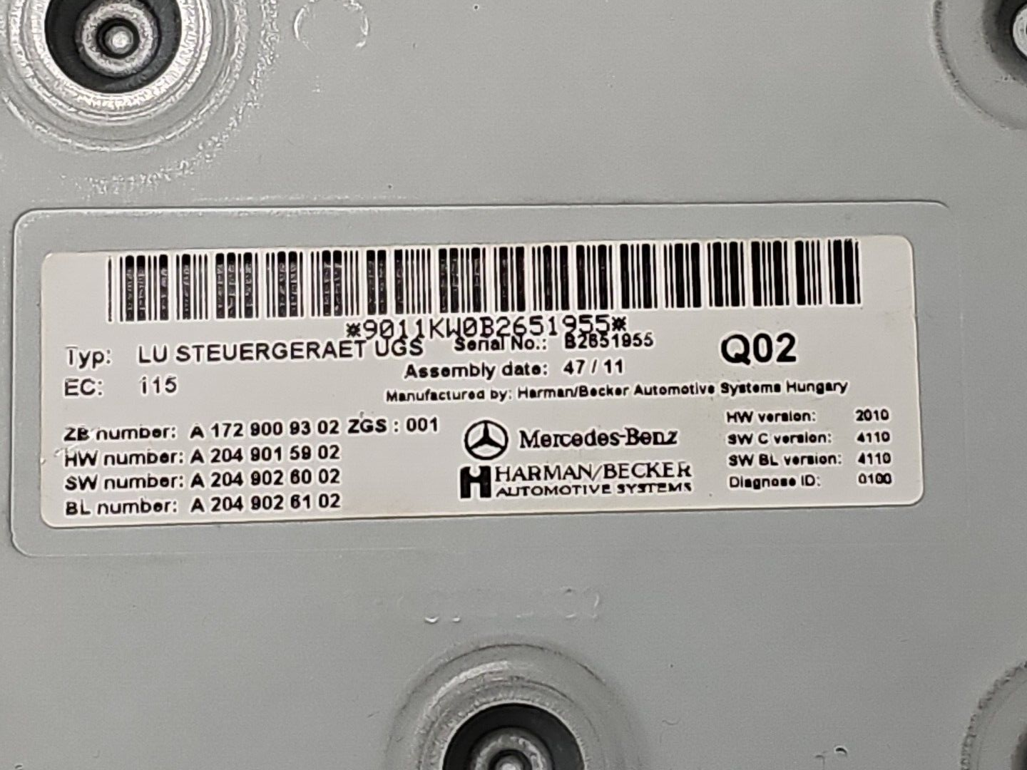 Mercedes Benz W204 C-Klasse Teuergerät Media Interface Modul Harman ...