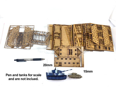 20mm 1/72 15mm 1/100 Scale MDF WWII Tutor Buildings Terrain NEW Ruins ...