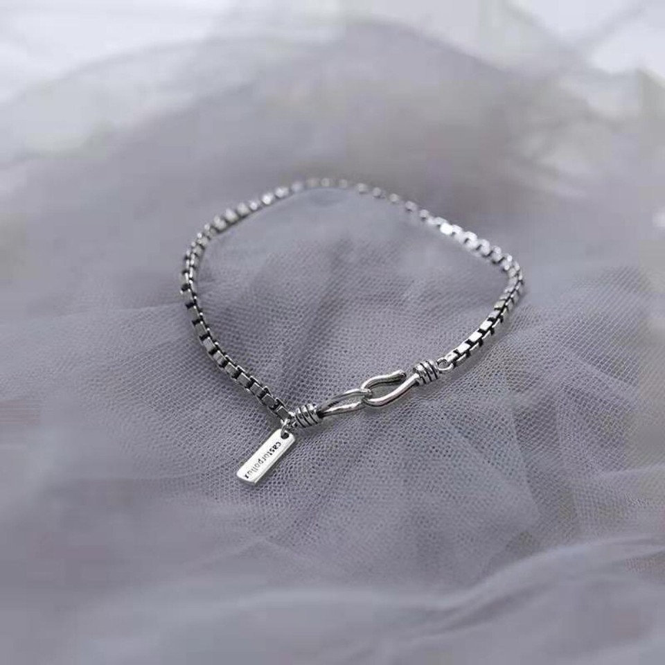 Simple Simple Bracelet 925 Sterling Silver Vintage Chunky Box Chain ...