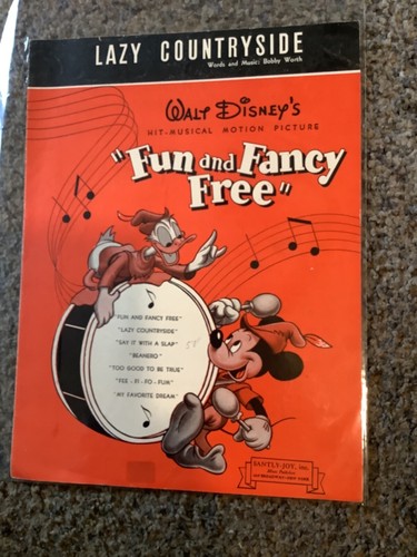 rare DISNEY CARTOON sheet music SAY IT WITH A SLAP ~ FUN AND FANCY FREE ...